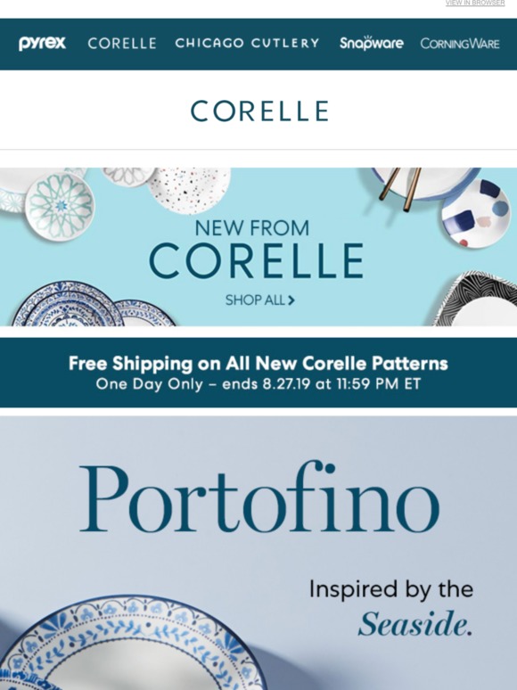 Corelle: 1 Day Only - FREE SHIPPING on all NEW Corelle Patterns 😍 | Milled