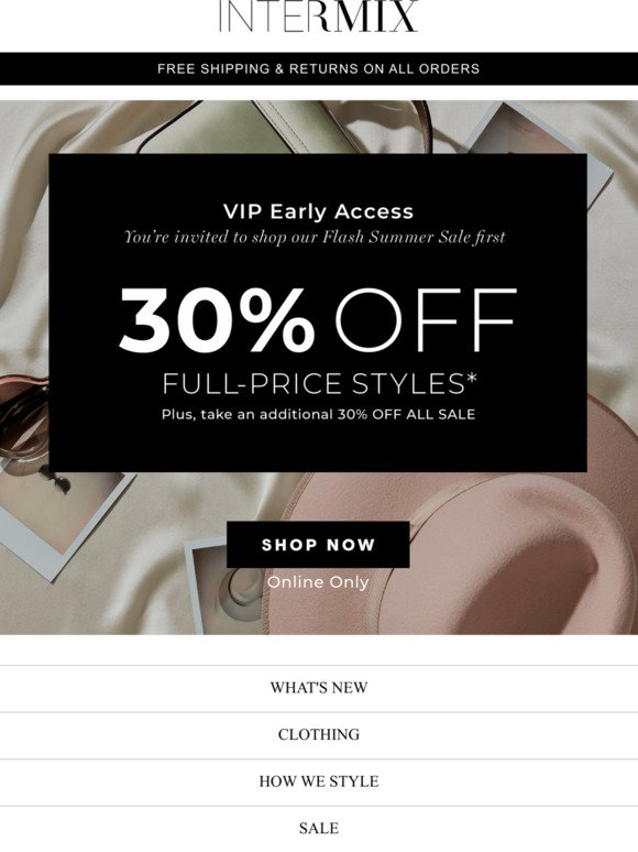 Intermix: VIP Early Access | 30% Off Full-Price FLASH SALE | Milled
