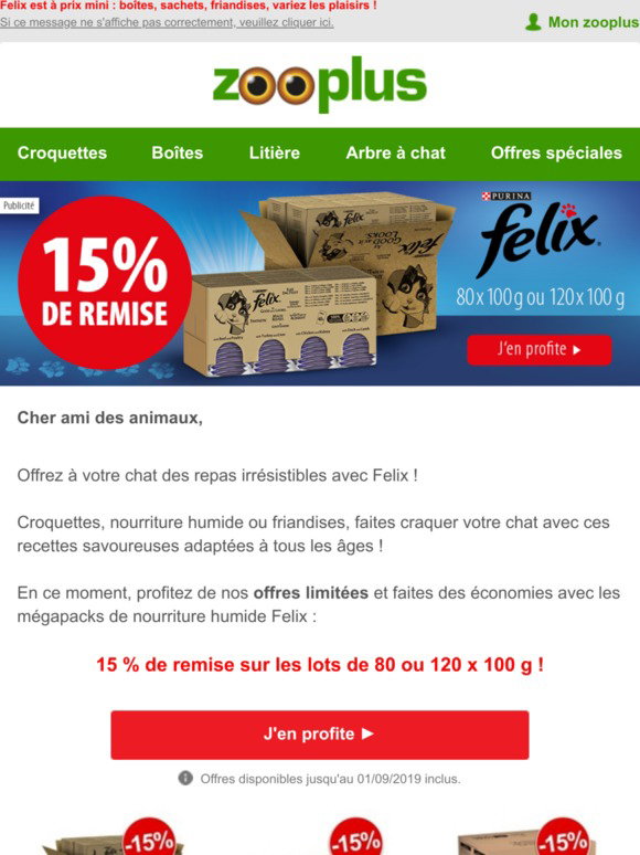 Zooplus: Felix : 15 % de remise sur les mégapacks ! | Milled