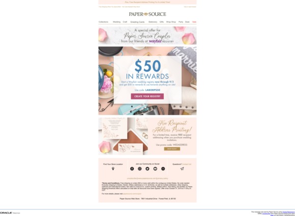 paper source: Earn $50 When Creating Your Wayfair Registry! | Milled