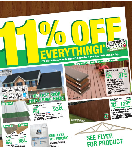 Menards: Labor Day Savings >> 11% Off Everything!* | Milled