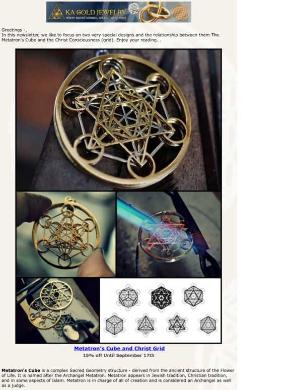 Ka Gold Jewelry: Metatron's Cube and Christ Consciousness Grid | Milled