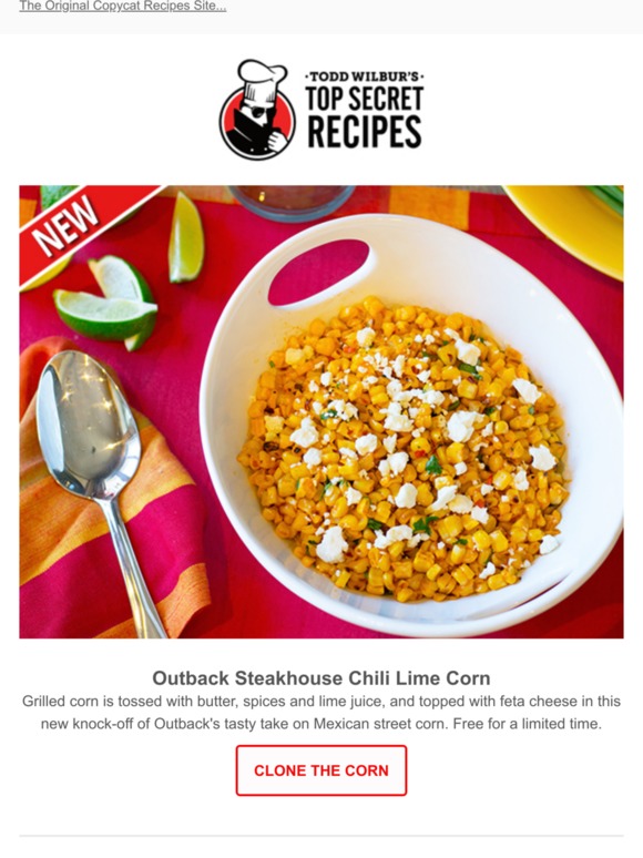 Top Secret Recipes: Free hack! Outback Chili Lime Corn 🌽 Make it ...