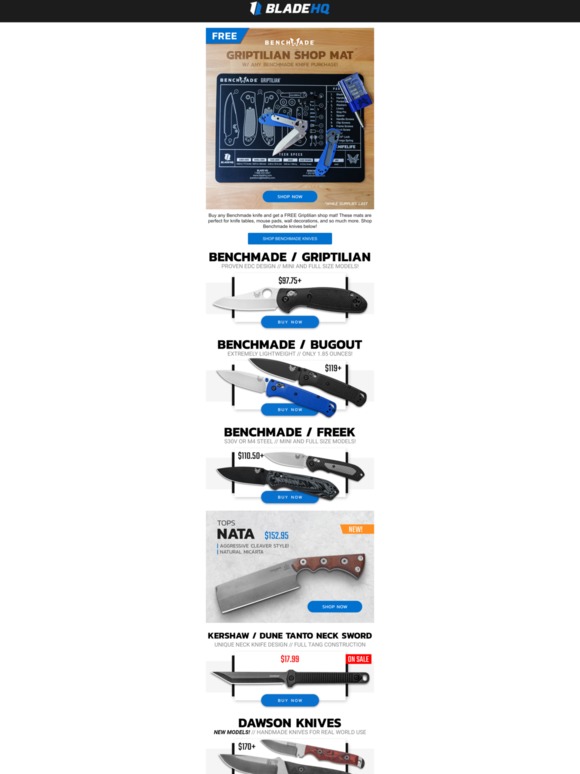 Blade HQ: Free Benchmade Shop Mat! | Milled
