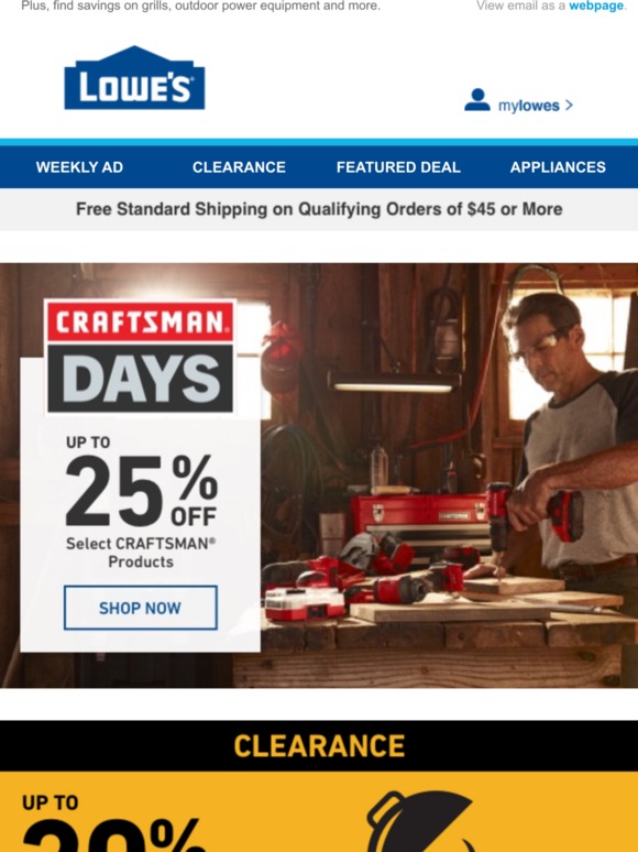 Lowe's: Craftsman Days Are HERE with Up to 25% OFF! | Milled