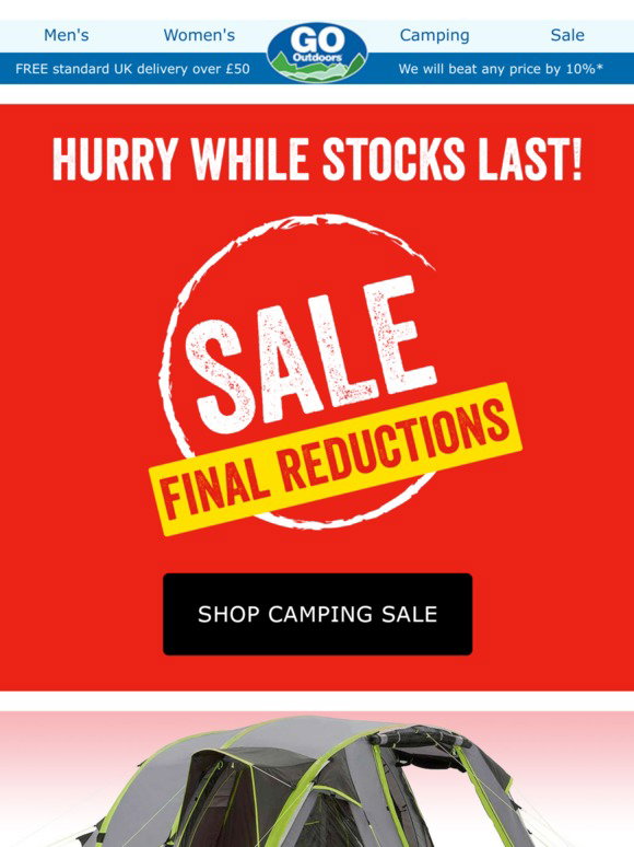 Go Outdoors: Final call for camping sale. Grab a massive deal! | Milled