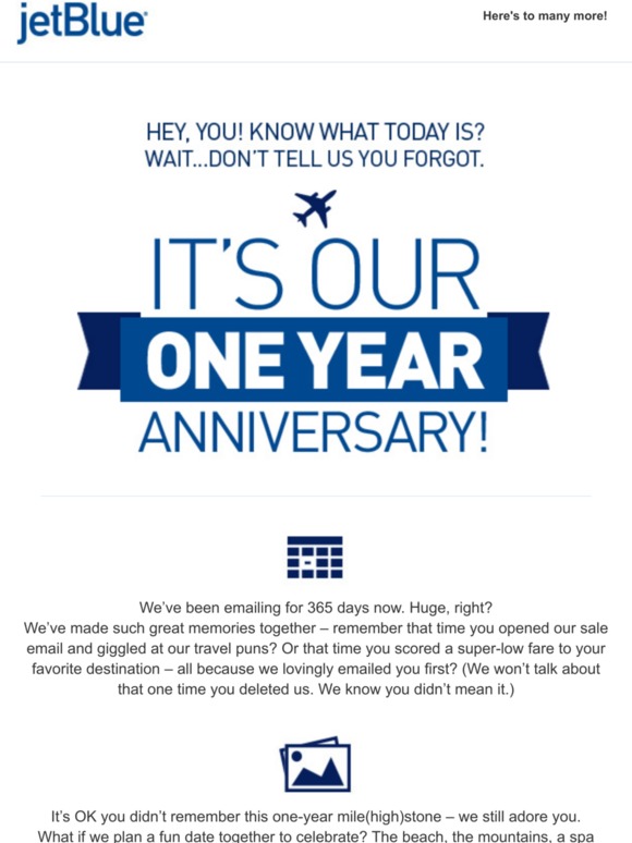 JetBlue: It's our one year anniversary! | Milled