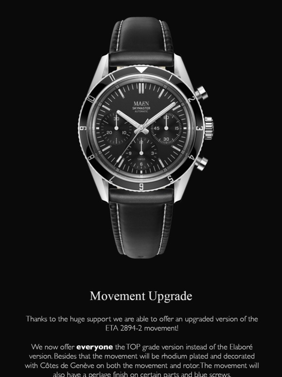 MAEN Watches: SKYMASTER 38 - TOP GRADE MOVEMENT UPGRADE | Milled