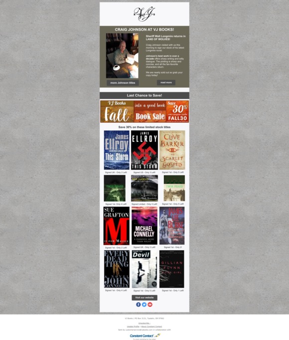 VJ Books: Craig Johnson at VJ Books - Save 30% on Limited Stock Titles ...