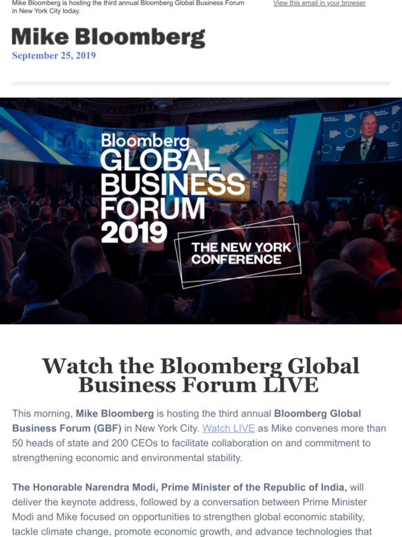 Mike Bloomberg: Mike Hosts the 2019 Bloomberg Global Business Forum ...