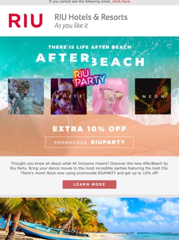 RIU Hotels & Resorts: Experience Riu Party! Extra 10% off in your Hotel ...