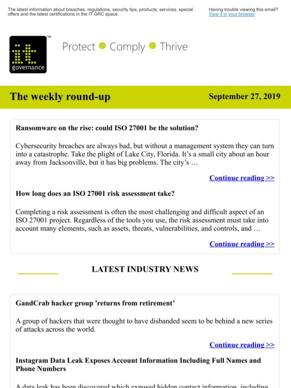 IT Governance: The weekly round-up: Could ISO 27001 be the solution to ...