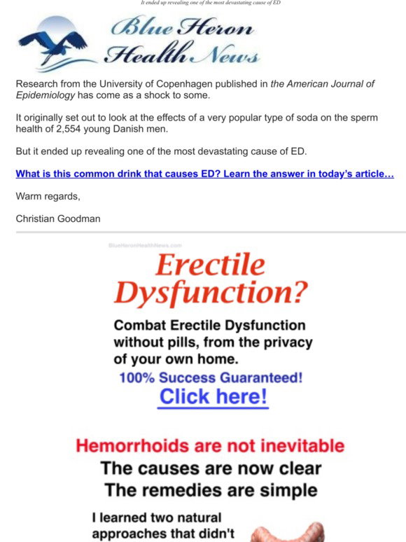 Blue Heron Health News: ED Caused By This Every Day Drink | Milled