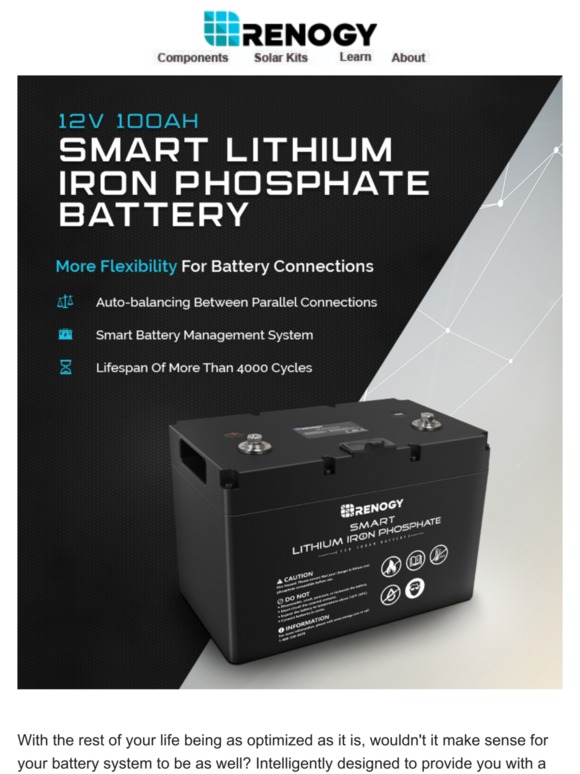 Renogy: Introducing Renogy's New 12V 100Ah Smart Lithium Iron Phosphate ...