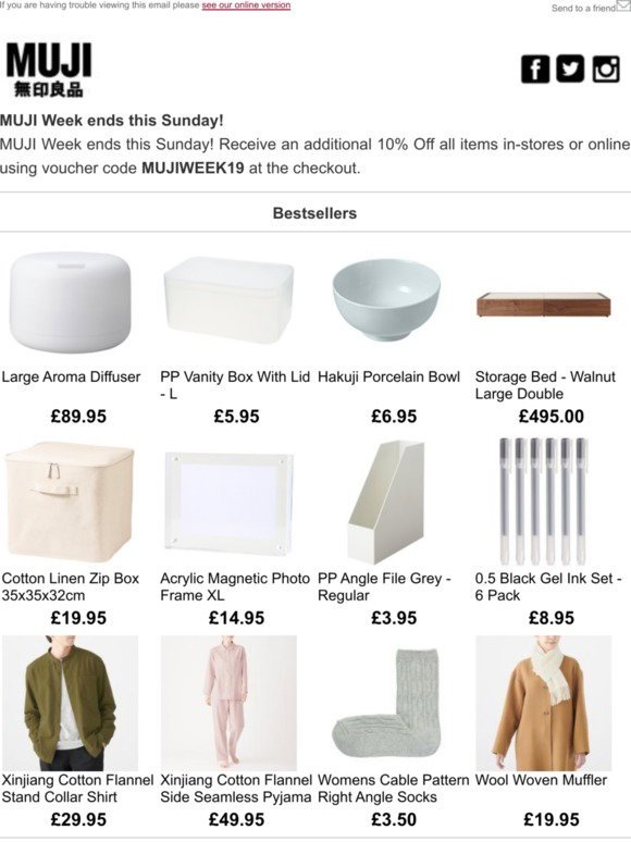 MUJI EU: MUJI Week ends this Sunday! | Milled