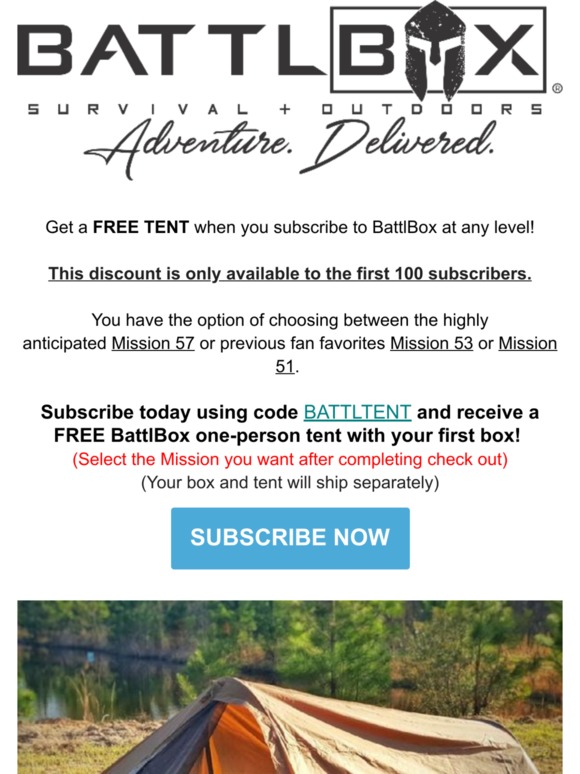 BattlBox: FREE tent with subscription ⛺ | Milled