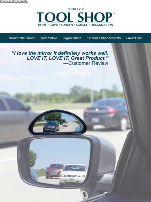 Sporty's Tool Shop: This Mirror Increases Visibility and Reduces Blind ...
