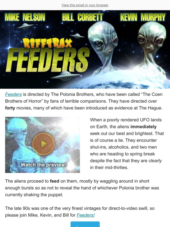 RiffTrax: Goofy alien puppets and Z-Grade Sci-Fi: Feeders is here! | Milled