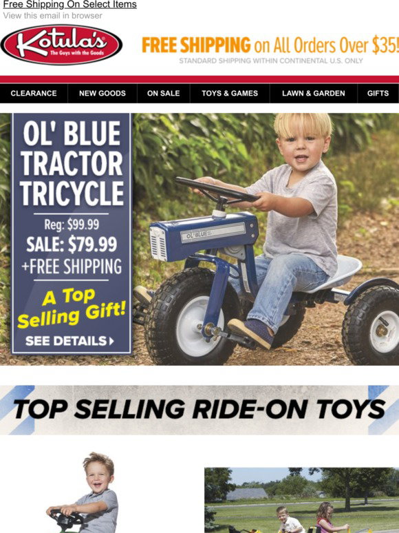 Kotula's: Top Holiday Gift: Ol’ Blue Tractor Tricycle On Sale Now! | Milled