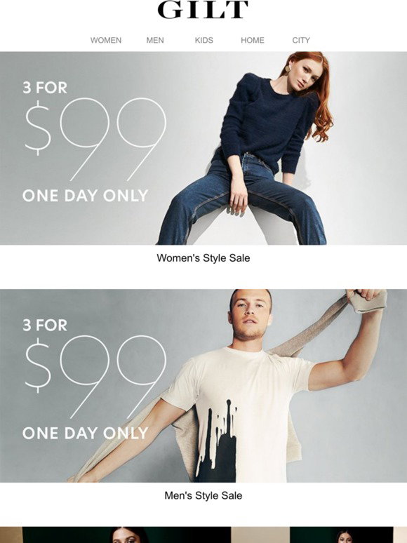 Gilt: The 3 for $99 SALE worth shopping → | Milled