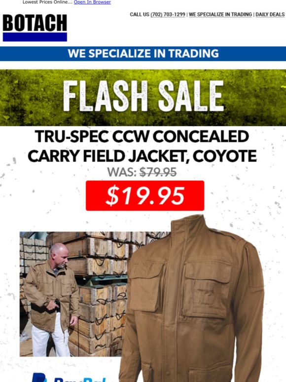 Botach Tactical: FLASH SALE - Tru-Spec CCW Concealed Carry Field Jacket ...