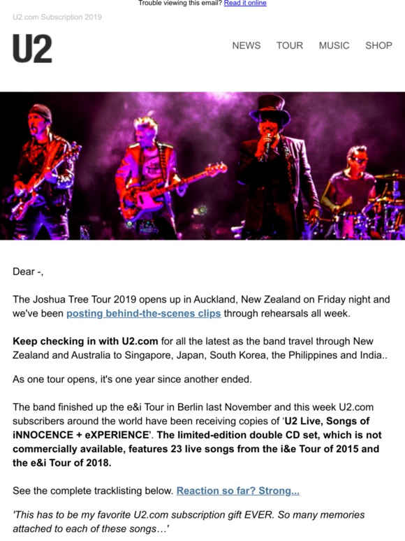 U2: Now Downloading: ALL 23 tracks of 'U2 Live, Songs of iNNOCENCE ...