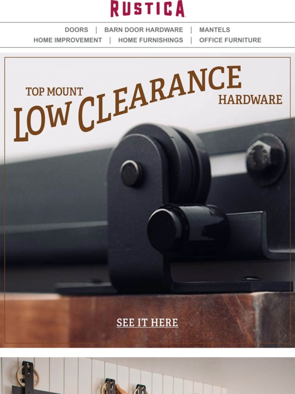 Rustica Hardware: NEW! Top Mount Low Clearance Barn Door Hardware | Milled