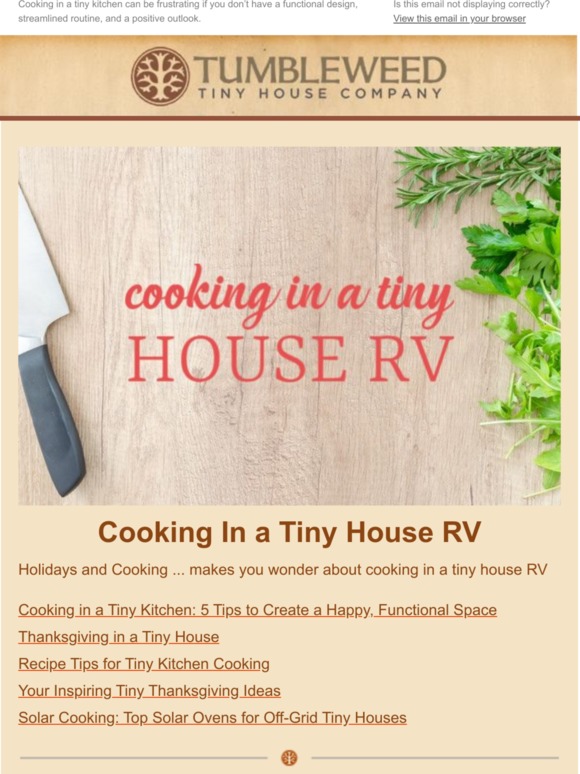 Tumbleweed Tiny House Company: Cooking in a Tiny House RV | Milled
