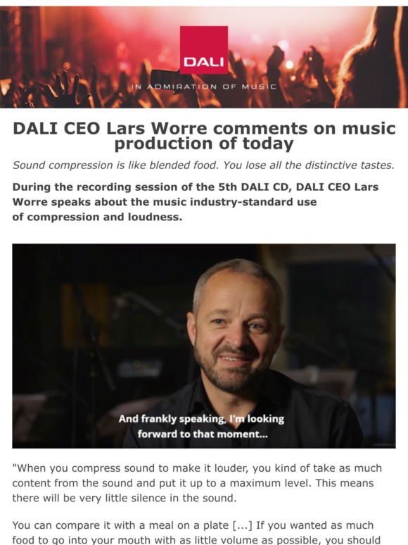 DALI: DALI CEO Lars Worre comments on music production of today | Milled