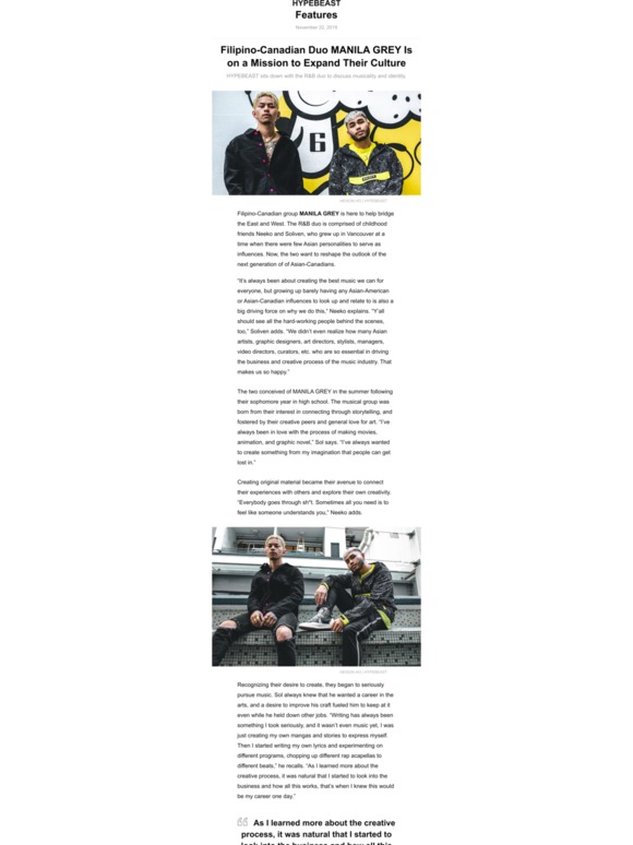 Hypebeast: Filipino-Canadian Duo MANILA GREY Is on a Mission to Expand ...