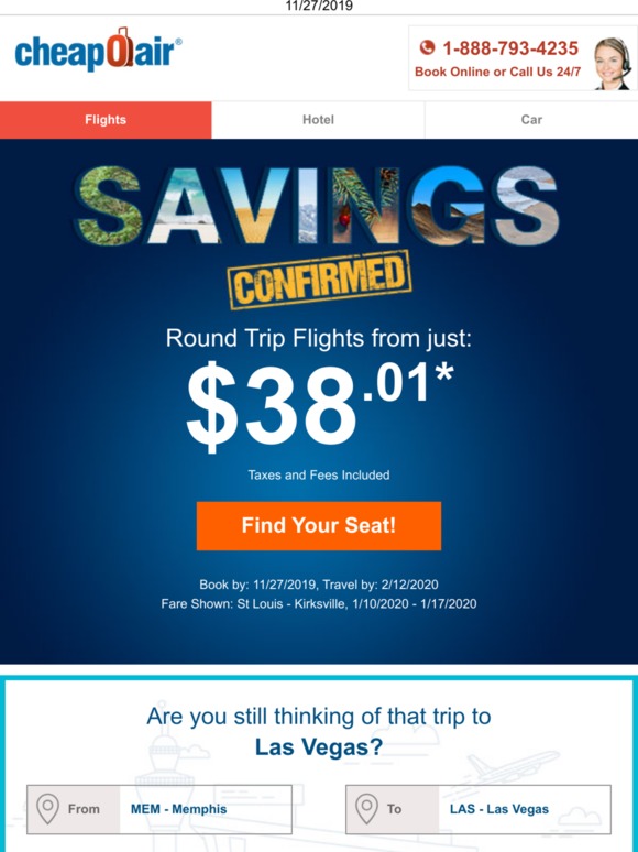CheapOair: CONFIRMED! Fly Round Trip from $38.01 | Milled