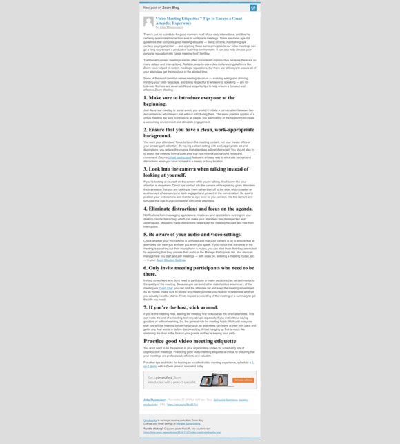 Zoom: [New post] Video Meeting Etiquette: 7 Tips to Ensure a Great ...
