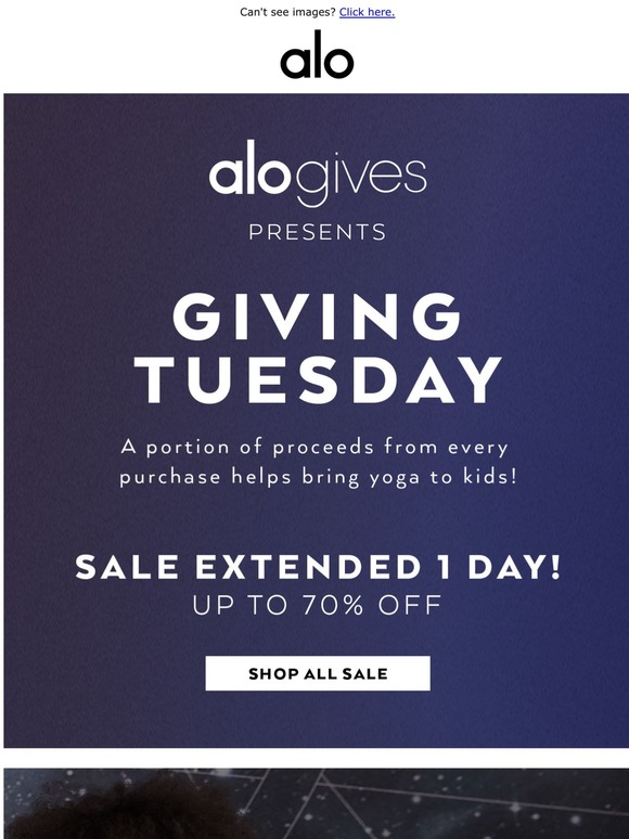 Alo Yoga: Sale Extended! Alo Gives: Help Us Share Yoga With Millions Of ...