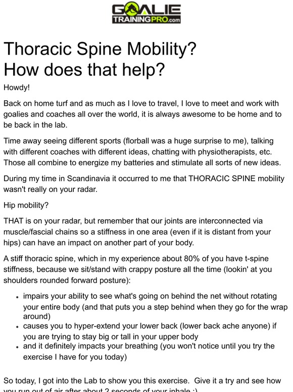 Goalie Training Pro: Thoracic spine mobility? How does that help stop ...