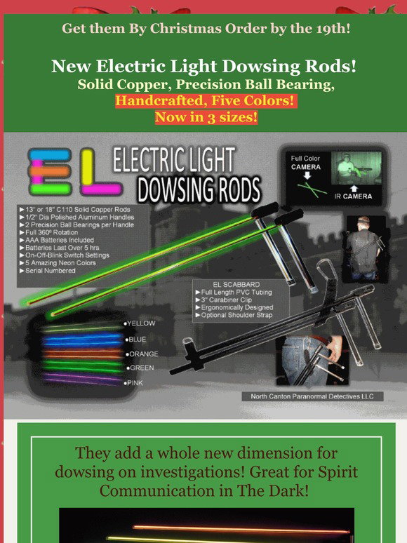 The GhostHunter Store: Dowse in the Dark! Electric Lighted Dowsing Rods ...