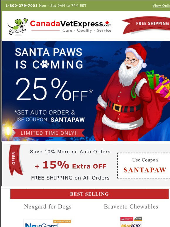 Canada Vet Express: 🎄Christmas Countdown : Free Doses & Combo Offers ...