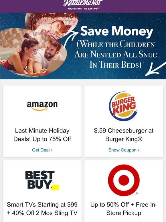 RetailMeNot: Last-Minute Deals! 🎁Amazon | Target | Best Buy | Walmart ...