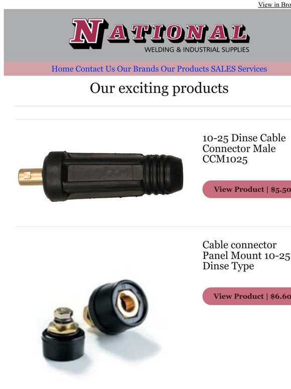 National Welding: 10-25 Dinse Cable Connector Male CCM1025 and more ...