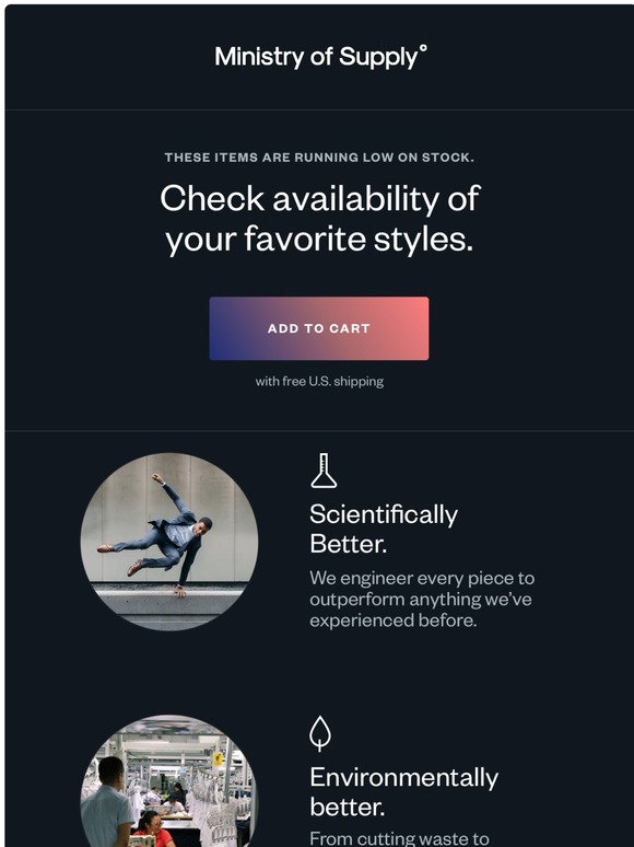 Ministry of Supply: Your recently viewed items are selling out | Milled