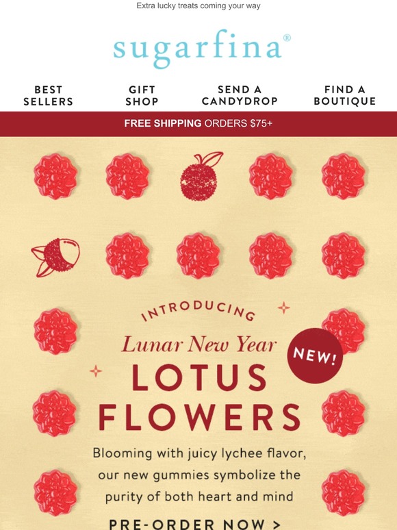Sugarfina: 🧧 New Obsession: Lotus Flower Lychee-Flavored Gummies | Milled