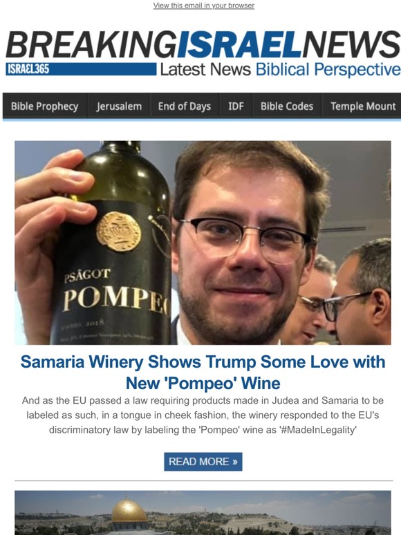 Israel365: Samaria Winery Shows Trump Some Love with New 'Pompeo' Wine ...