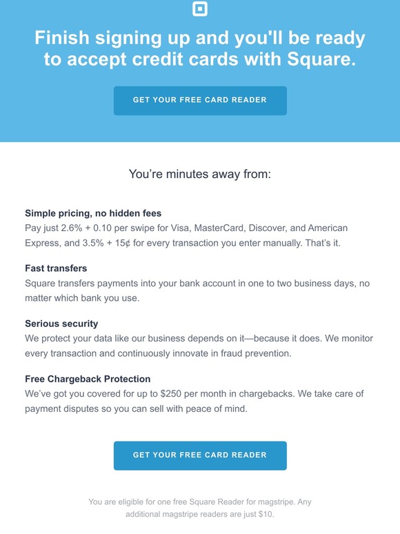 Square: Your free Square card reader is waiting | Milled