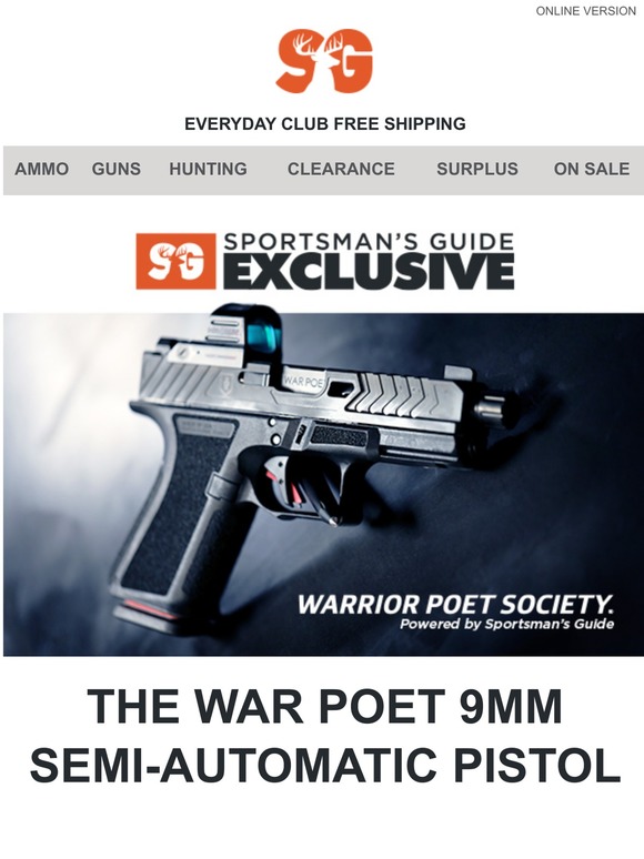 Sportsman's Guide: Introducing the War Poet 9mm Pistol; Exclusively at ...