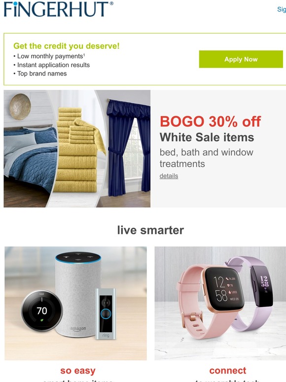 Fingerhut: Fingerhut: // BOGO 30% off // White Sale items | Milled