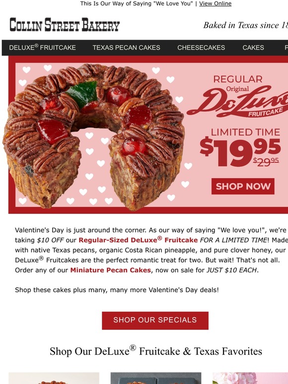 Collin Street Bakery: $10 OFF Our DeLuxe®️ Fruitcake | Milled