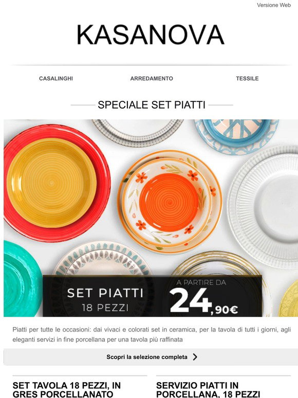 Kasanova: Solo da Kasanova: scopri i set di piatti più desiderati | Milled