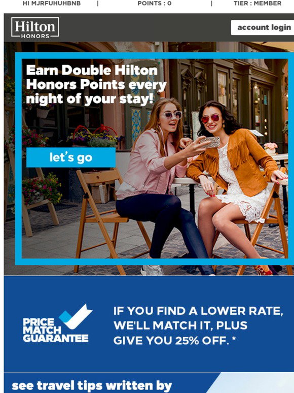 Hilton: Earn Double Hilton Honors Points every night of your stay! | Milled
