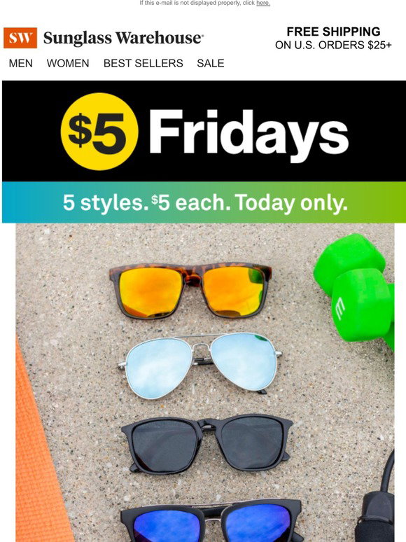 Sunglass Warehouse: 💪🏻 5 styles are just $5 each | Milled