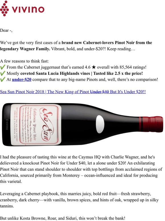 Vivino: New Release! Caymus’ Wagner Family Sea Sun Pinot Noir | Milled