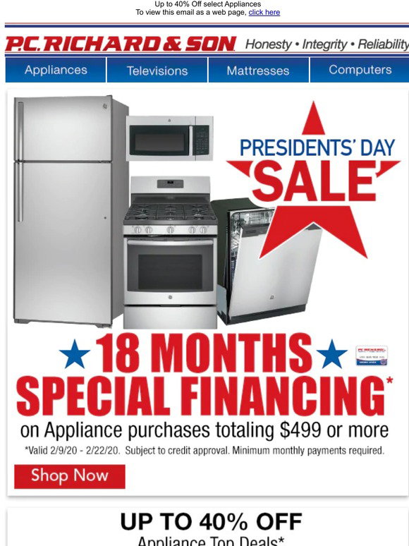 Pc Richards Presidents Day Sale